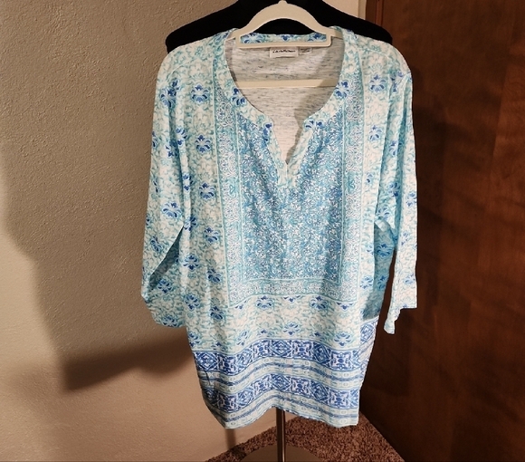 I.B. Diffusion | Tops | Ib Diffusion Blue Patterned Tunic Top Xxl ...